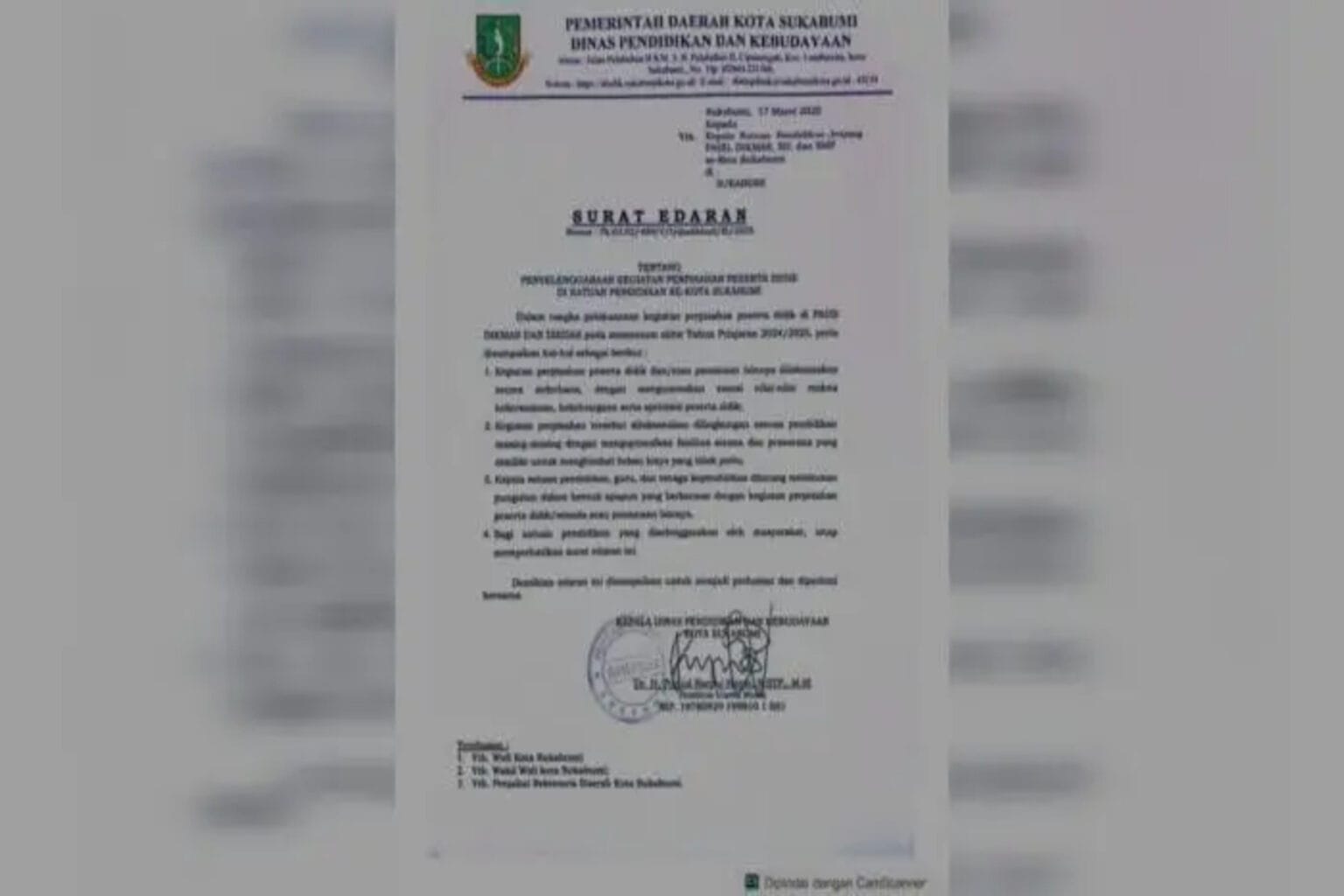 Kadis Pendidikan & Kebudayaan Kota Sukabumi Imbau Perpisahan Siswa Tanpa Ada Pungutan